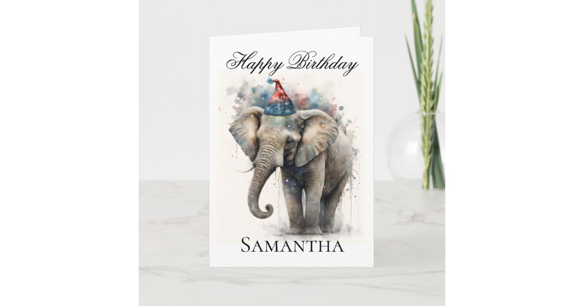Happy Birthday Elephant Folded Greeting Card | Zazzle