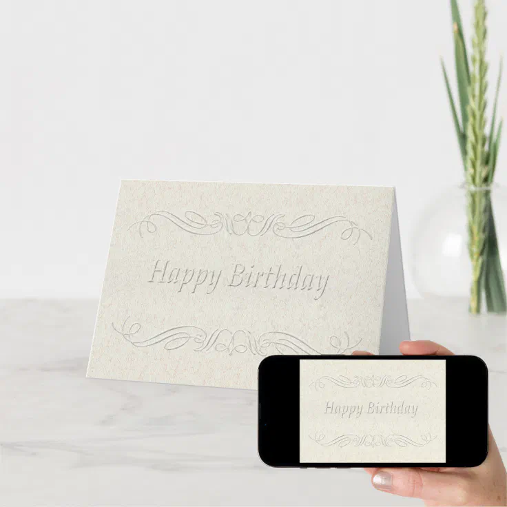 Happy Birthday embossed scroll Card | Zazzle