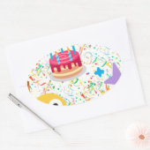 happy birthday emoji oval sticker | Zazzle