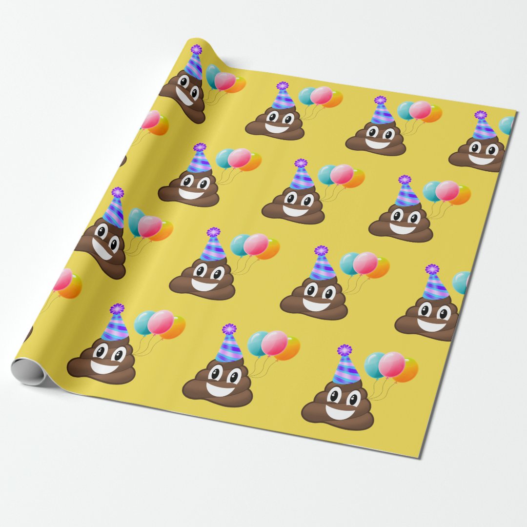 Happy Birthday Emoji Poop Wrapping Paper | Zazzle