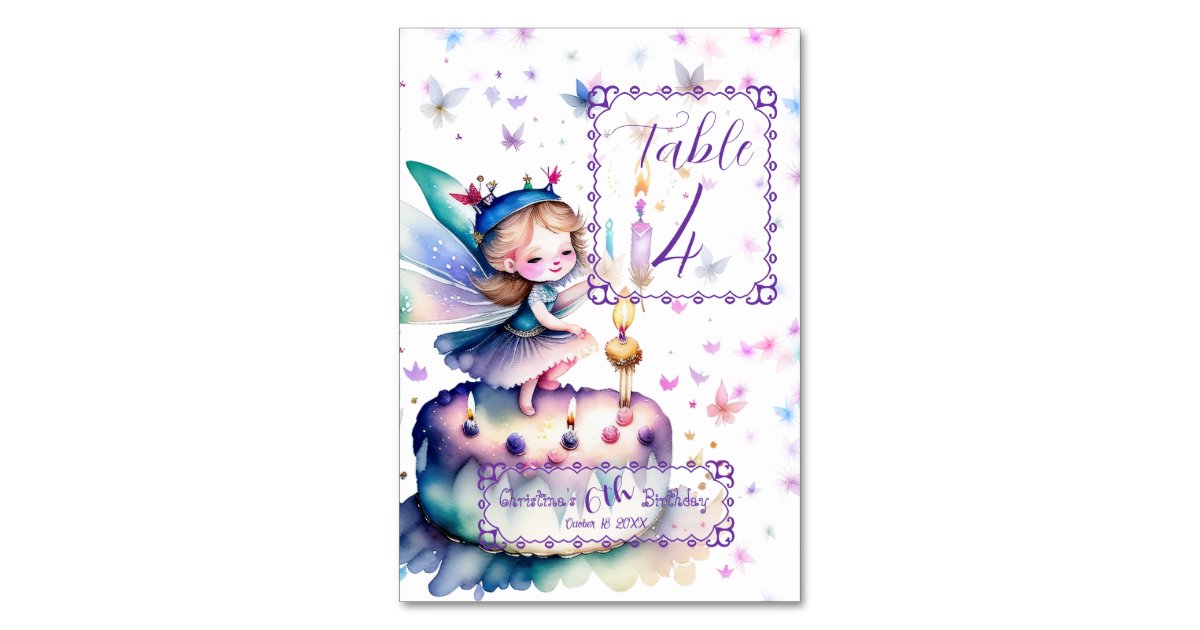 Happy Birthday Fairy 01 Table Number | Zazzle