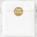 Happy Birthday Faux Gold Glitter Classic Round Sticker | Zazzle