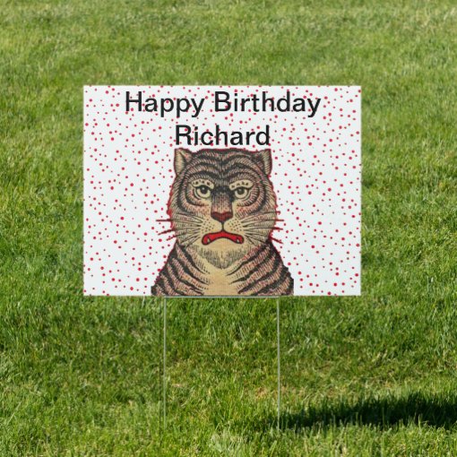 Happy Birthday Fierce Striped Tiger Red Dots Yard Sign | Zazzle