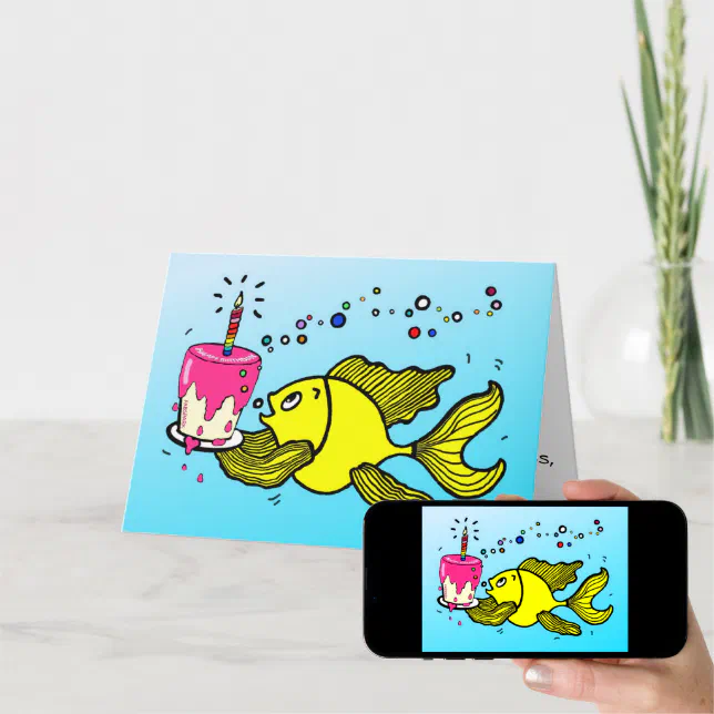 Happy Birthday Fish - funny cartoon Greeting Card | Zazzle