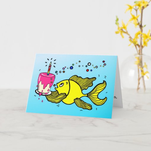 Happy Birthday Fish - funny cartoon Greeting Card | Zazzle