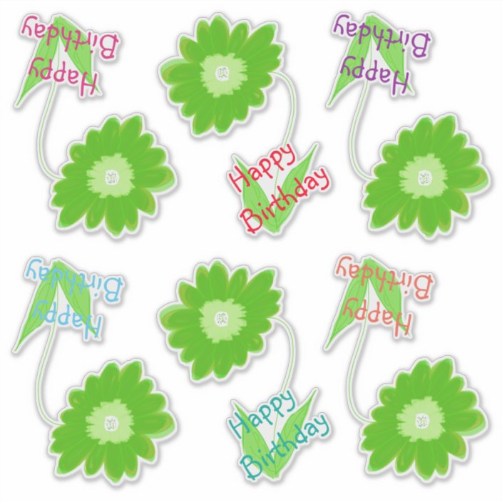 Happy Birthday Flower Stickers | Zazzle.com