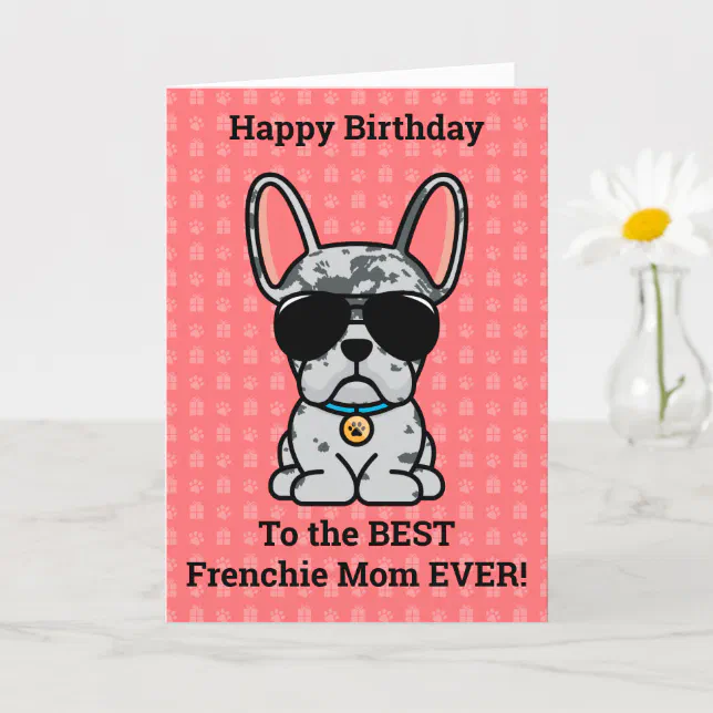 Happy Birthday from Dog Blue Merle French Bulldog Card | Zazzle