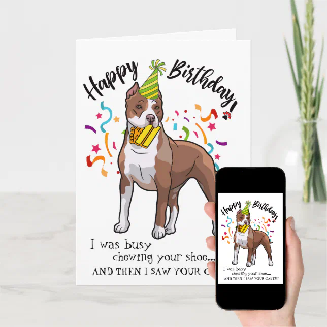 Happy Birthday from Your Pitbull Puppy Buddy Card | Zazzle