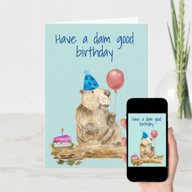 Happy Birthday Funny Beaver Card | Zazzle