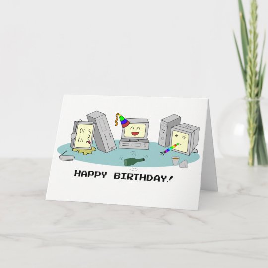 'Happy Birthday' Geeky Computer Card, LAN Party Card | Zazzle.com