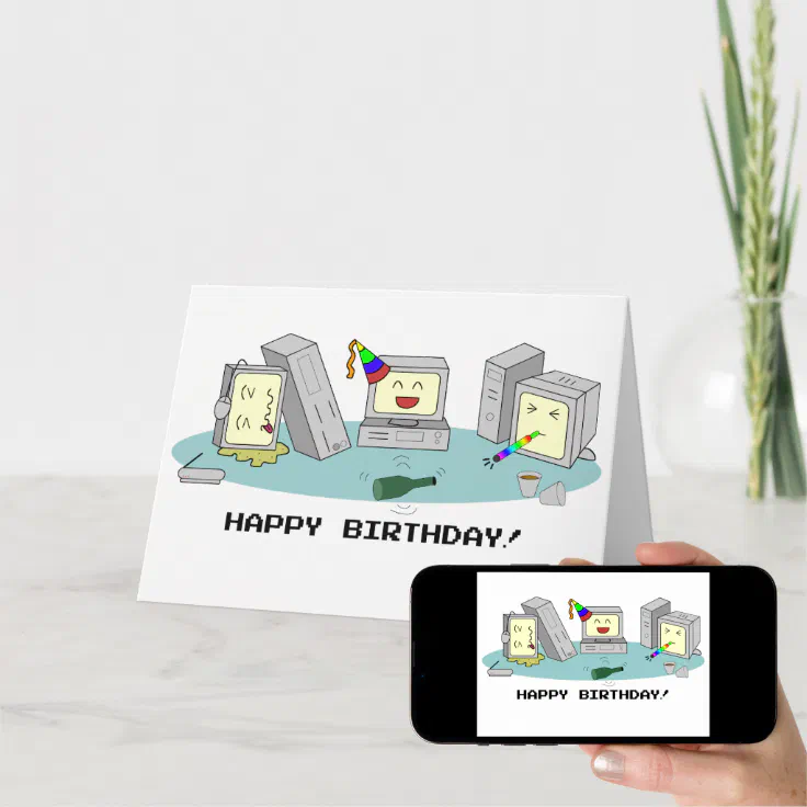 'Happy Birthday' Geeky Computer Card, LAN Party Card | Zazzle