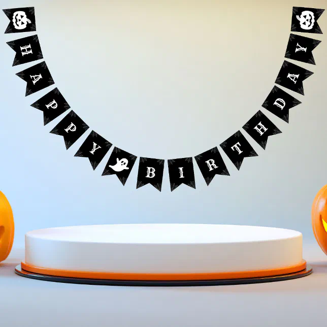 Happy Birthday Ghost-Pumpkin Halloween Bunting Flags | Zazzle