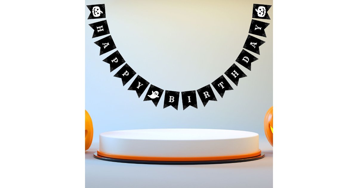 Happy Birthday Ghost-Pumpkin Halloween Bunting Flags | Zazzle