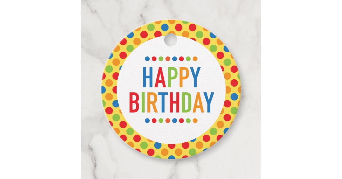 Happy Birthday Gift Tag Circle | Zazzle