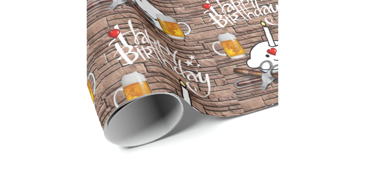 Happy Birthday Gift Wrapping Paper Beer | Zazzle