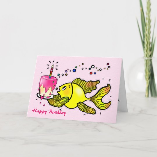 Happy Birthday Girl Fish - funny cute cartoon Card | Zazzle.com