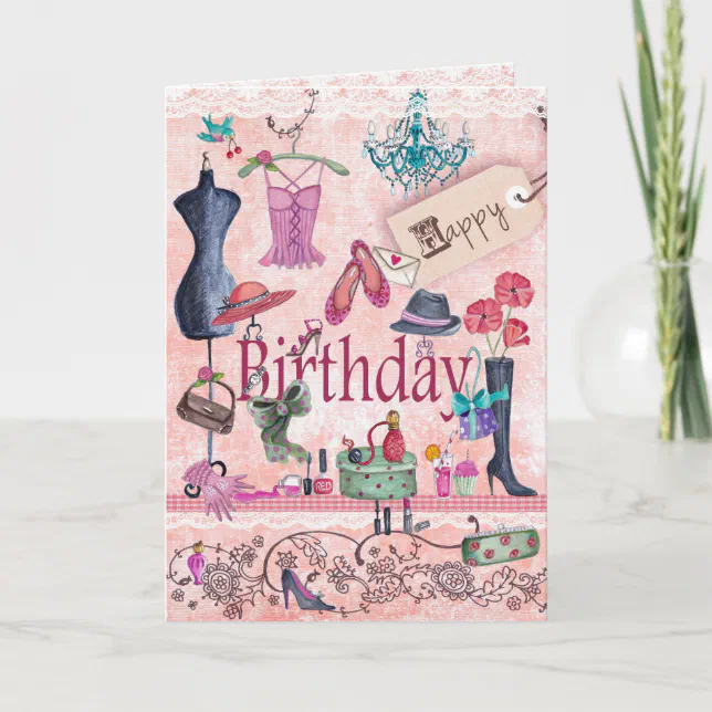 Happy Birthday Girly Stuff | Greeting Card | Zazzle