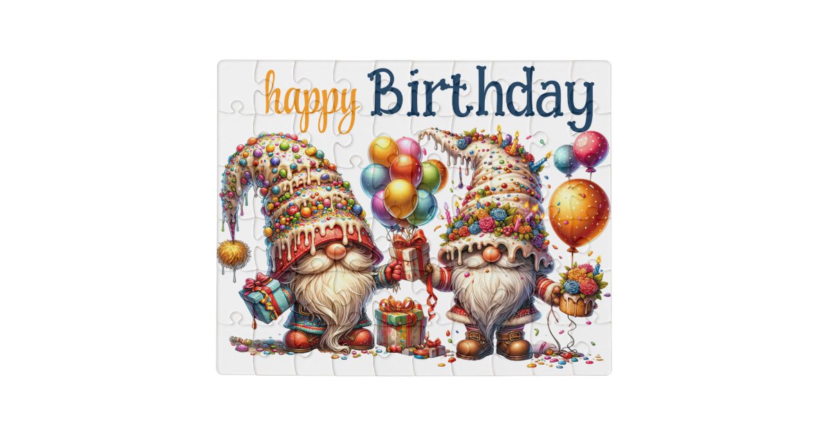 Happy Birthday Gnomes Jigsaw Puzzle | Zazzle