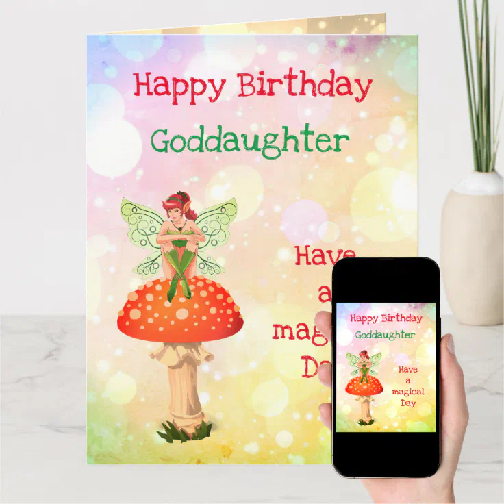 Happy Birthday Goddaughter fairy design Card | Zazzle