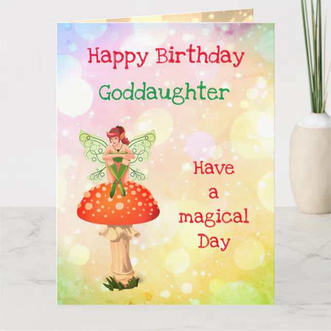 Happy Birthday Goddaughter fairy design Card | Zazzle
