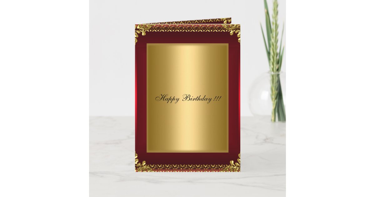 Happy Birthday Gold and Red Card | Zazzle