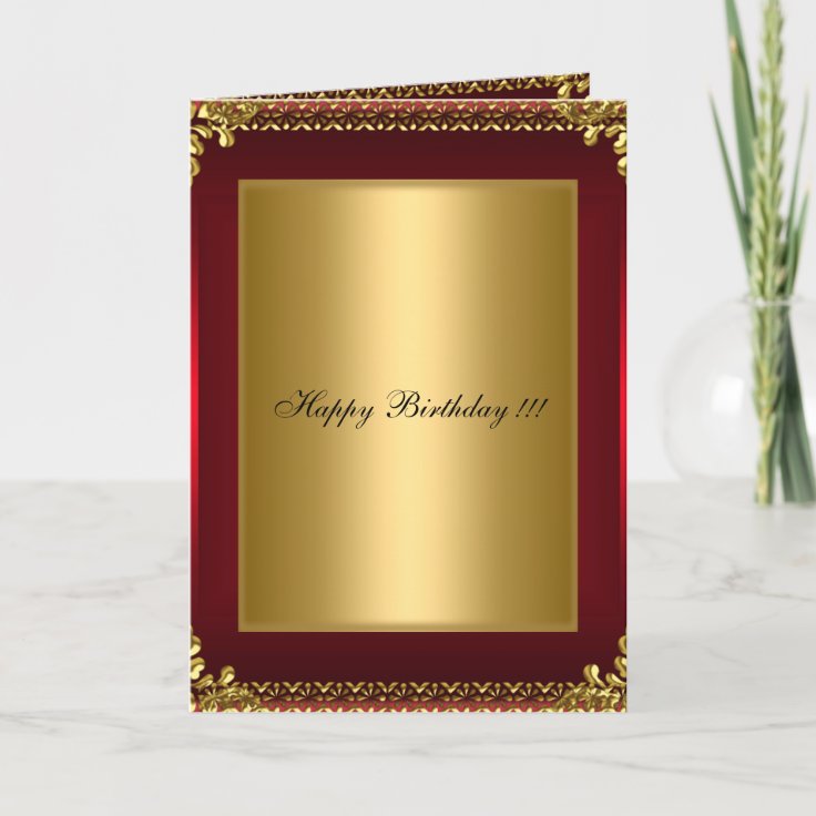 Happy Birthday Gold and Red Card | Zazzle