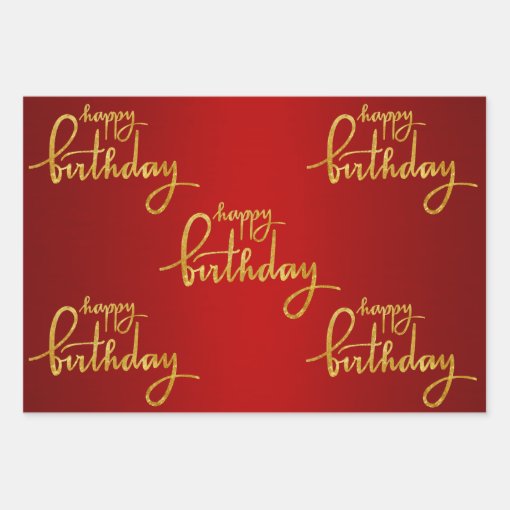 Happy Birthday Gold Foil Wrapping Paper Sheets | Zazzle