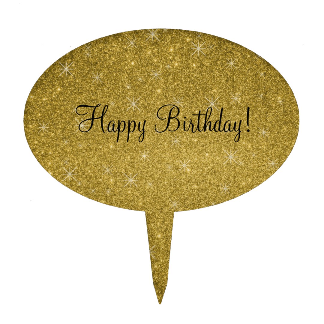 Happy birthday gold glitter stars cake topper | Zazzle