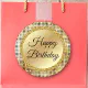 happy birthday gold glitters lights retro disco classic round sticker ...