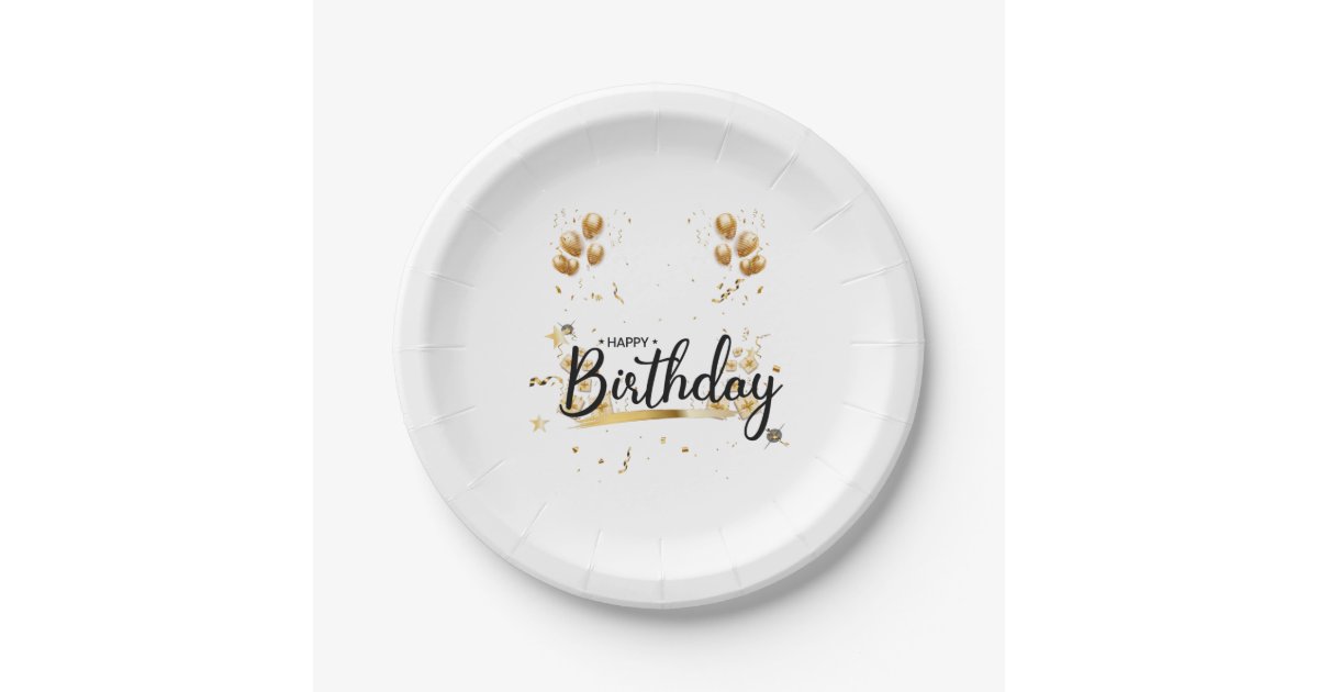 Happy Birthday Gold Paper Plates | Zazzle
