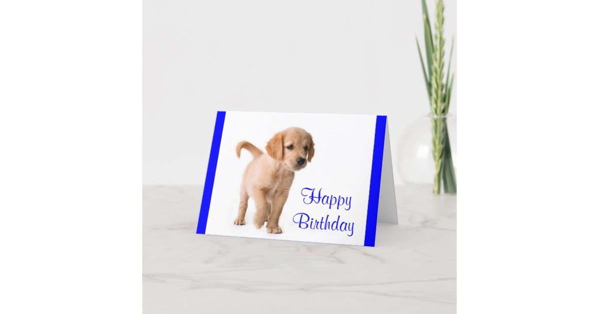 Happy Birthday Golden Retriever Puppy Dog Card | Zazzle