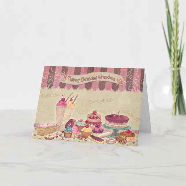 Happy Birthday Grandma - Cakes And sweets Card | Zazzle