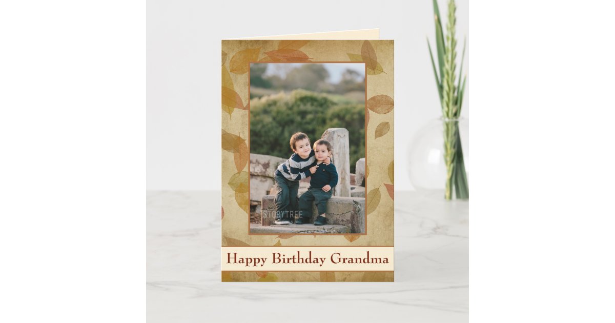 Happy Birthday Grandma Fall Theme Card | Zazzle