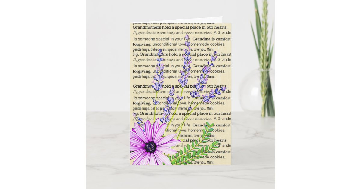 Happy Birthday Grandma Purple floral Vintage Style Card | Zazzle