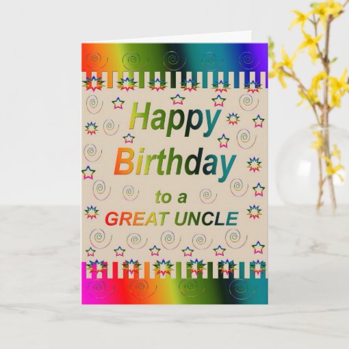 HAPPY BIRTHDAY Great Uncle Card | Zazzle