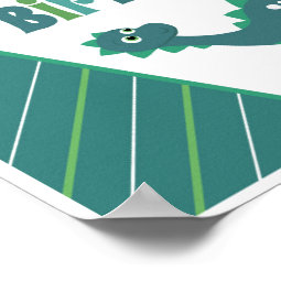 Happy birthday green/ blue dinosaur poster. poster | Zazzle