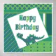 Happy birthday green/ blue dinosaur poster. poster | Zazzle