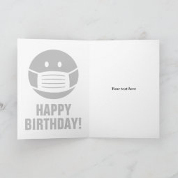 Happy Birthday greeting card with face mask smily | Zazzle