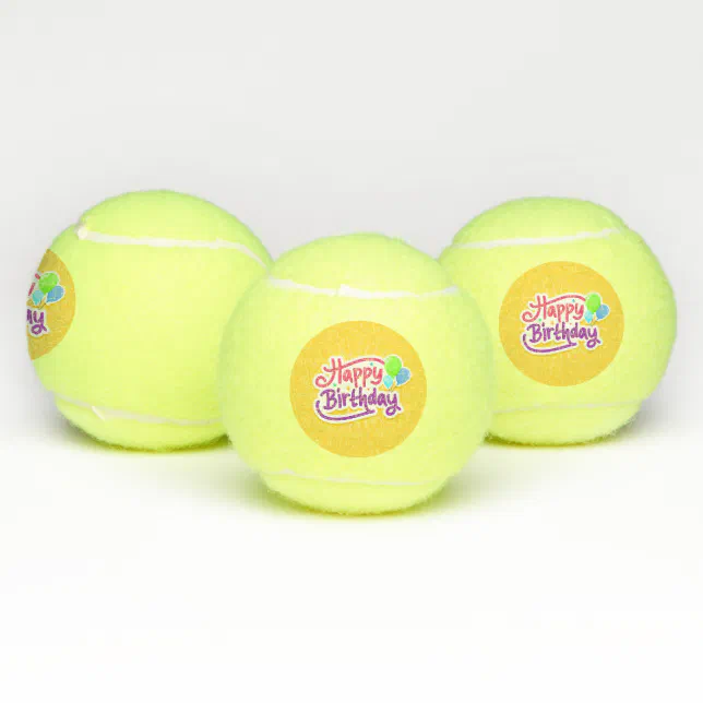 Happy Birthday Greeting Tennis Balls | Zazzle