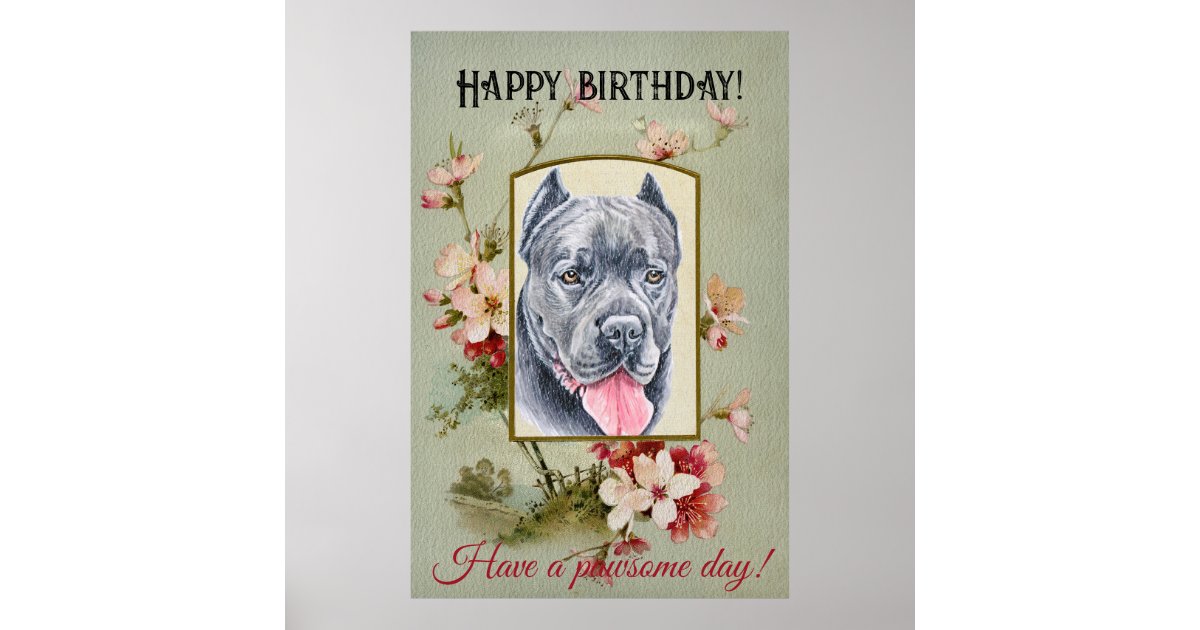 Happy Birthday Greetings Cane corso Poster | Zazzle