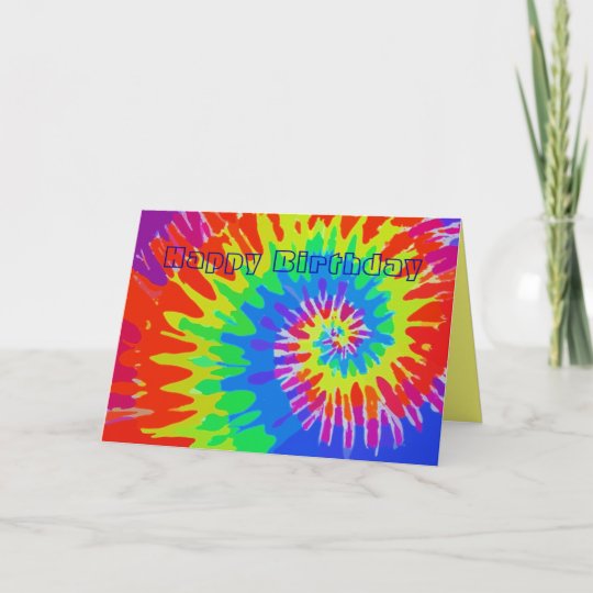 Happy Birthday Groovy Tie-Dye Card | Zazzle.com