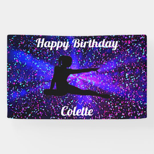 Happy Birthday Gymnastics Personalized Banner | Zazzle.com