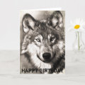 Happy Birthday Hand Drawn Wolf Card | Zazzle