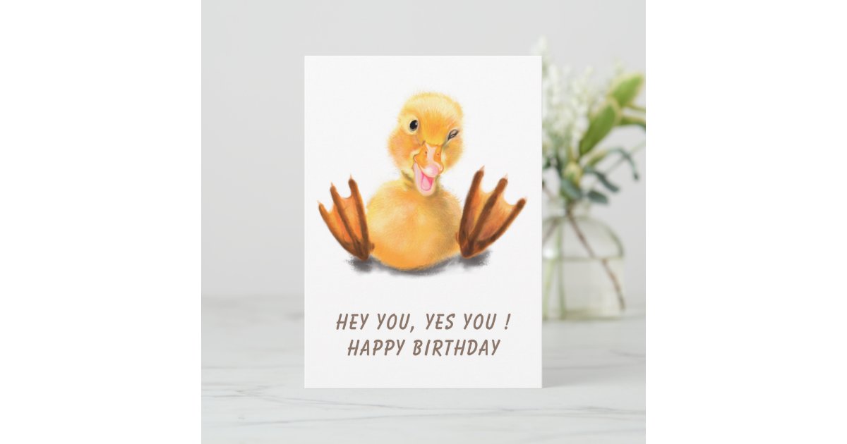 Happy Birthday - Happy Yellow Duck Playful Wink | Zazzle