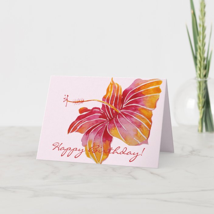 Happy birthday | Hawaiian Floral Card | Zazzle.com