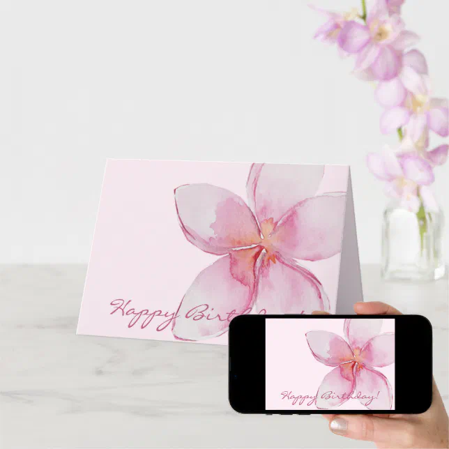 Happy Birthday | Hawaiian Watercolor Flower Card | Zazzle