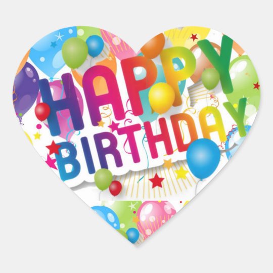 Happy Birthday Heart Sticker | Zazzle.com