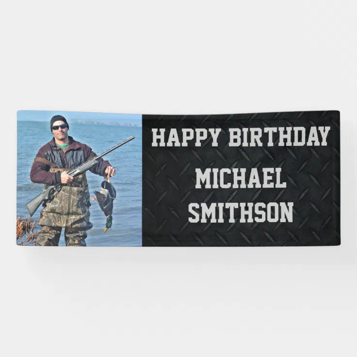 Happy Birthday Hunting Men's Photo Banner | Zazzle
