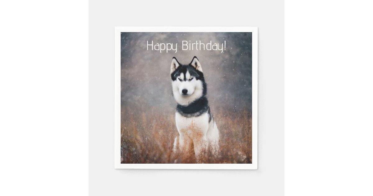 Happy Birthday Husky Napkins | Zazzle