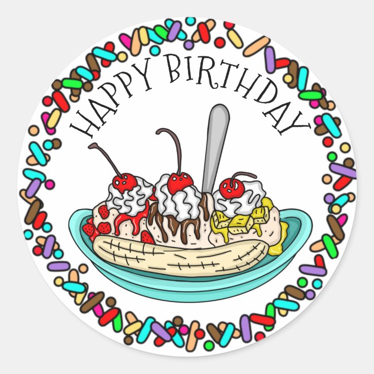 Happy Birthday | Ice Cream Party Classic Round Sticker | Zazzle
